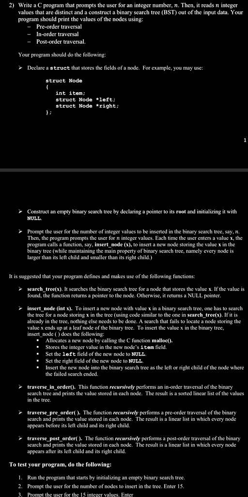 Solved 2 Write A C Program That Prompts The User For An Integer Number N Then It Reads N
