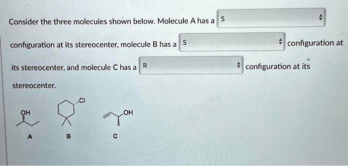 SOLVED: Consider the three molecules shown below.Molecule A has a ...
