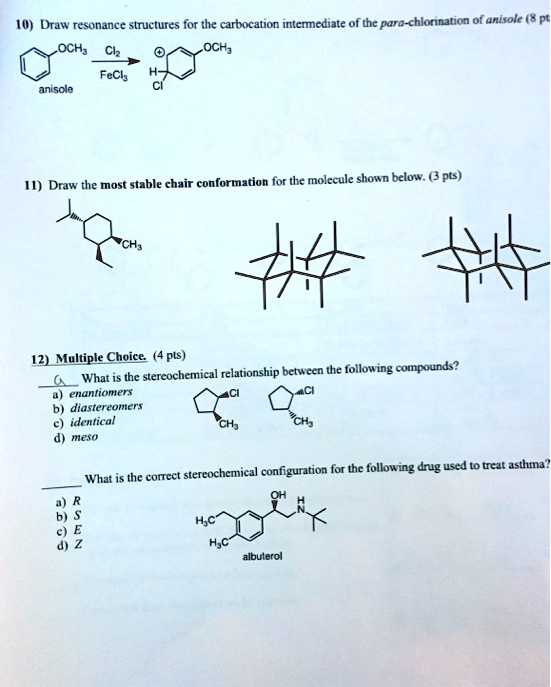 SOLVED: I) Draw resonance structures for the carbocation intermediate of the para-chlorination ...