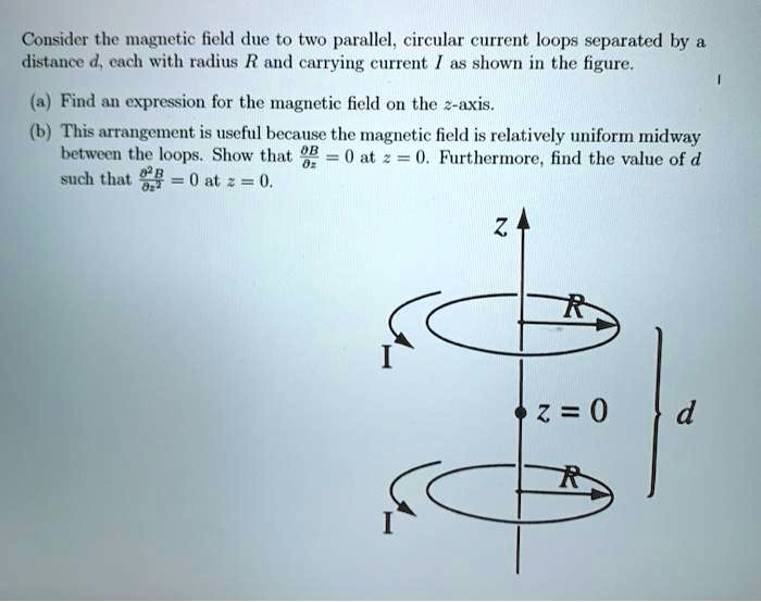 SOLVED: Consider the magnetic field due to two parallel, circular current loops separated by a ...