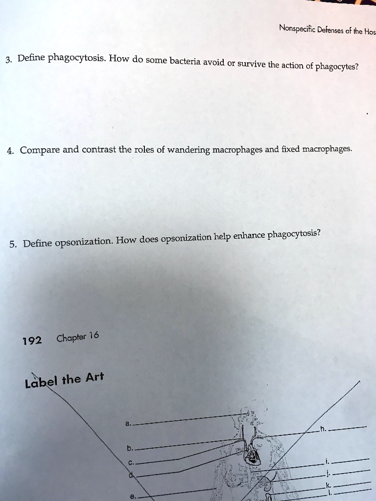 SOLVED: Nonspecific Defenses of the Hos Define phagocytosis How do some ...