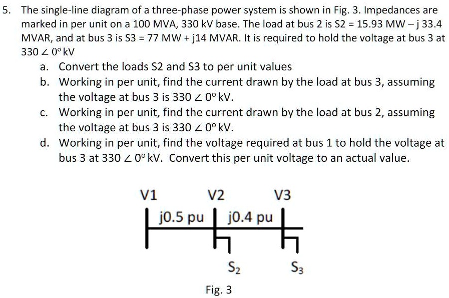 SOLVED: 5. The single-line diagram of a three-phase power system is ...