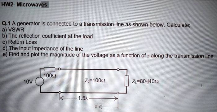 SOLVED: Q.1 A generator is connected to a transmission line as shown below. Calculate a) VSWR b ...