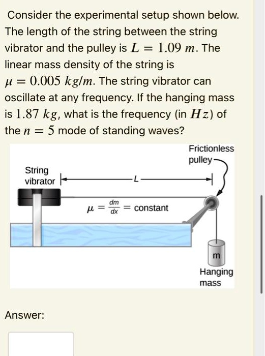 SOLVED: Consider the experimental setup shown below: The length of the ...