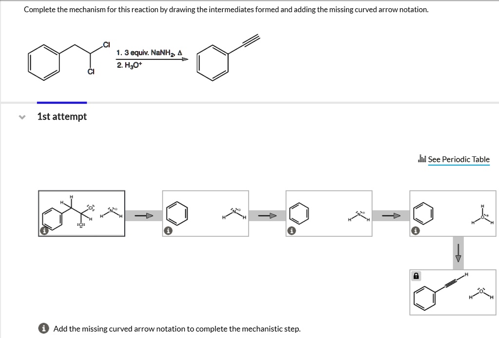 SOLVED: Complete the mechanism for this reaction by drawing the ...