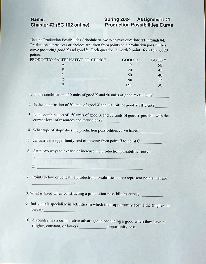 name chapter 2 ec 102 online spring 2024 assignment 1 production ...