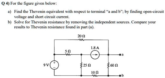 Q4) For the figure given below: a) Find the Thevenin equivalent with respect to terminals a and ...