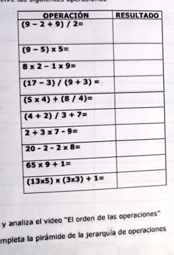 determina y usa la jerarquia de operaciones y los parentesis en ...