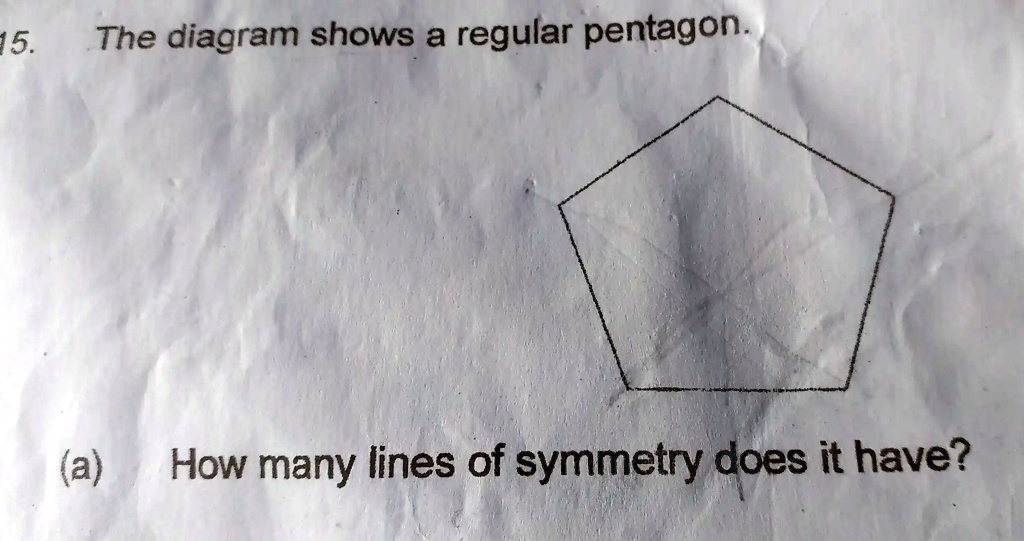 SOLVED: 15. The diagram shows a regular pentagon: (a) How many lines of symmetry does it have?