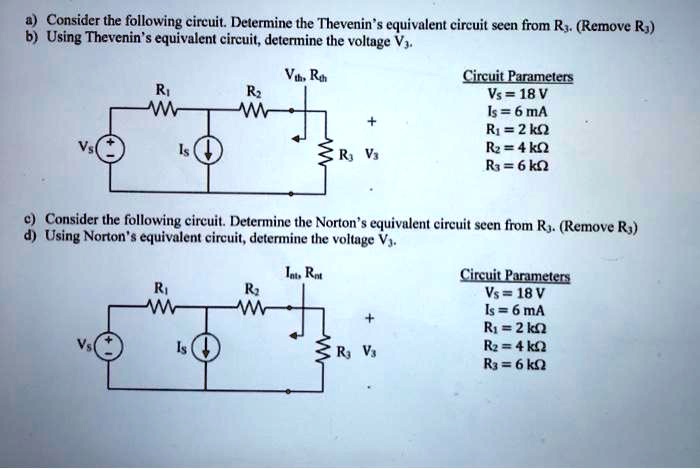 SOLVED: Consider the following circuit. Determine the Thevenin's equivalent circuit seen from R ...