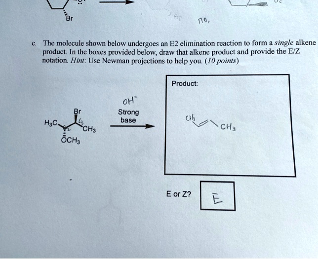 SOLVED: The molecule shown below undergoes an E2 elimination reaction ...