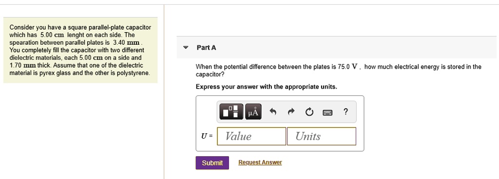 SOLVED: Consider you have square parallel-plate capacitor which has 00 ...