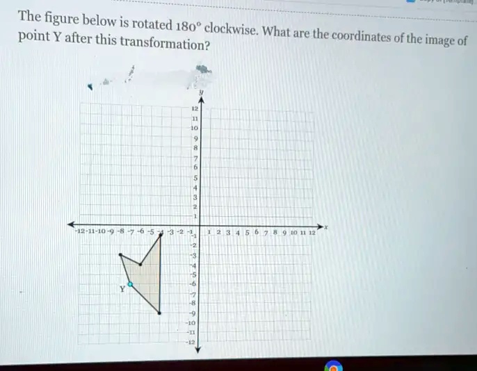 SOLVED: The figure below is rotated 180" clockwise: point Y after this ...
