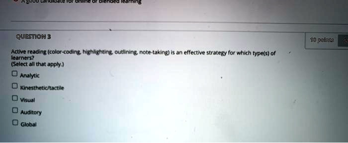SOLVED: Active reading color-coding, highlighting, outlining, and note-taking is an effective ...