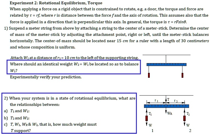 experiment 2 rotational equilibrium torque when applying force on rigid ...