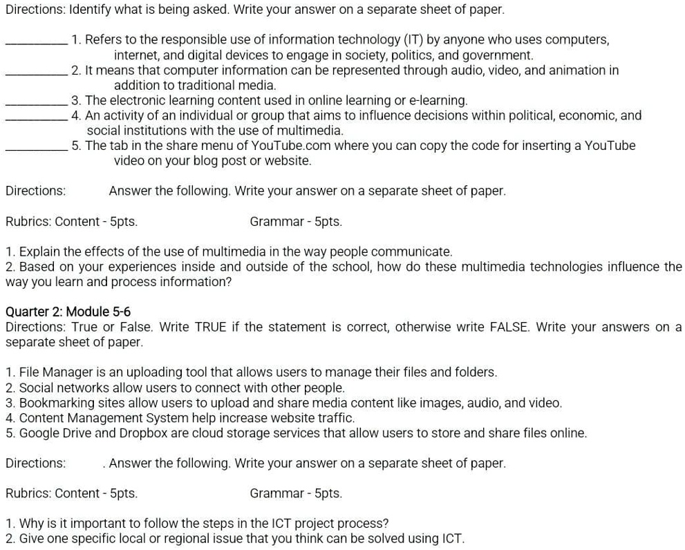 kindly help on this please thank you directions identify what is being ...