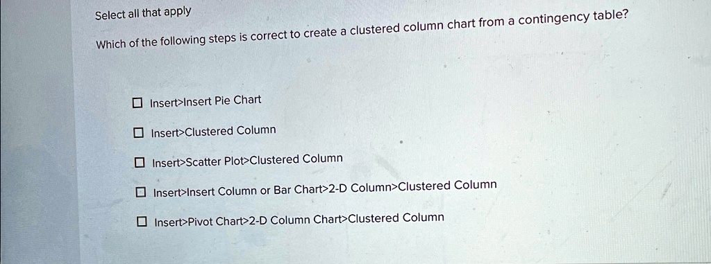 Select all that apply Which of the following steps is correct to create ...