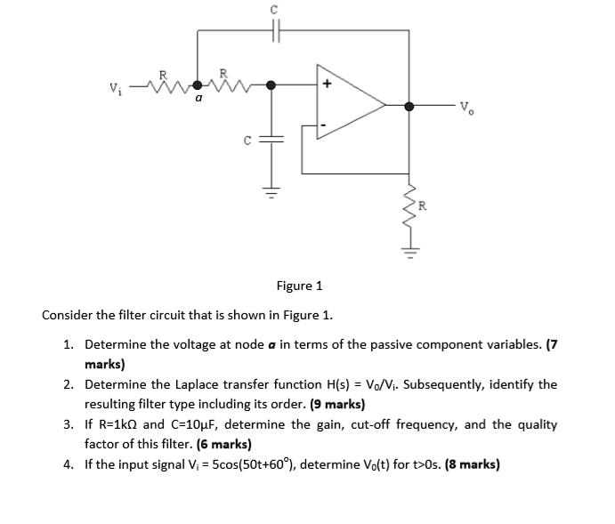 SOLVED: Figure1 Consider the filter circuit that is shown in Figure 1. 1. Determine the voltage ...