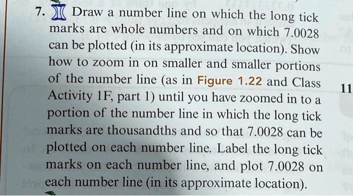 7 x draw a number line on which the long tick marks are whole numbers ...