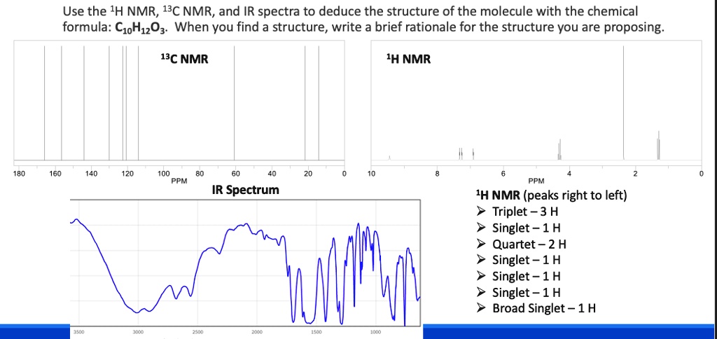 use the ih nmr 13c nmr and ir spectra to deduce the structure of the ...