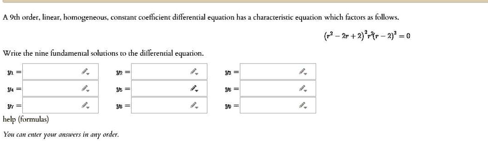SOLVED: A 4th order linear homogeneous constant coefficient ...