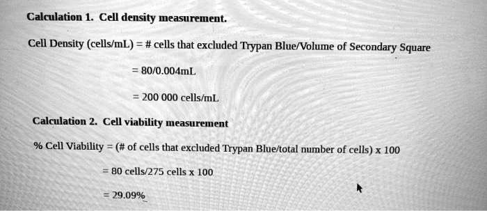 calculation 1 cell density measurement cell density cellsml cells that ...