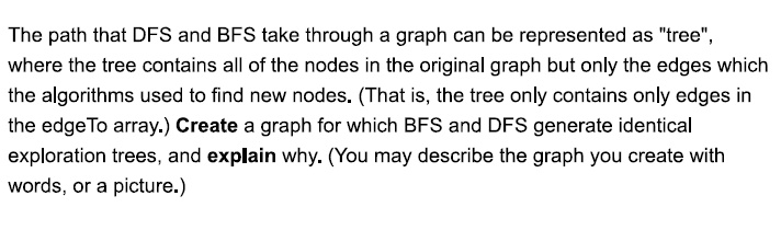 SOLVED: The path that DFS and BFS take through a graph can be ...