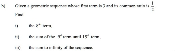 SOLVED:Given geometric sequence whose first term is 3 and its common ...