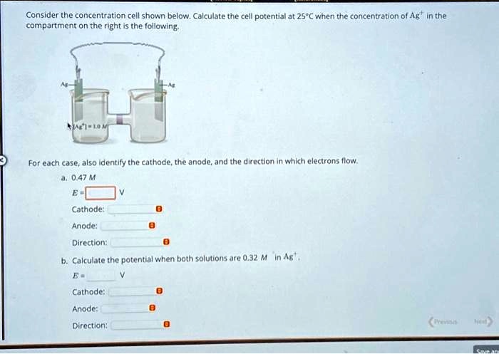 SOLVED: Consider the concentration cell shown below.Calculate the cell ...
