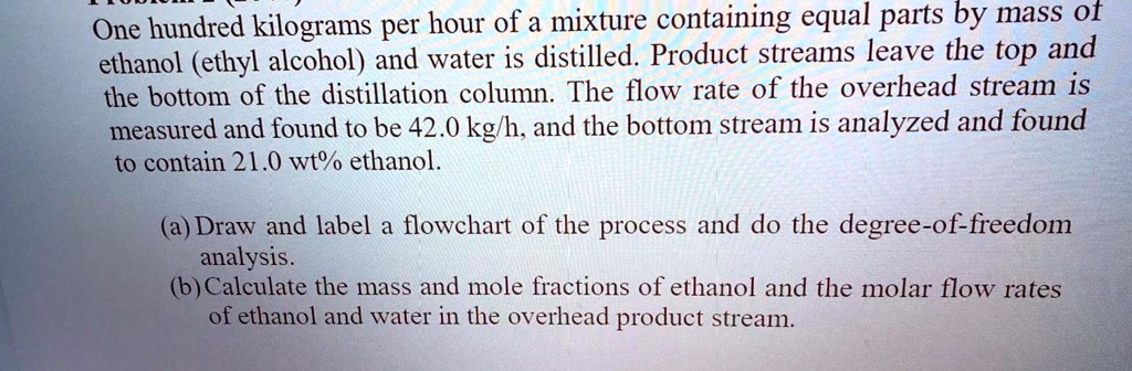 One hundred kilograms per hour of a mixture containing equal parts by ...