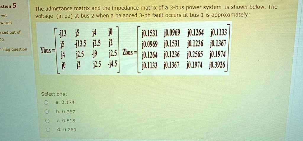 SOLVED: The admittance matrix and the impedance matrix of a 3-bus power system are shown below ...