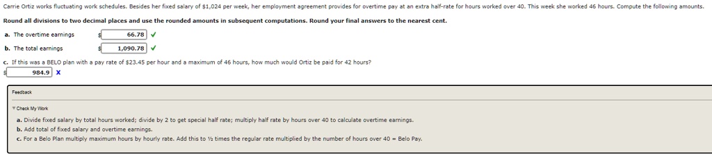 Carrie Ortiz works fluctuating work schedules. Besides her fixed salary ...