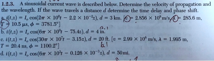 SOLVED: A sinusoidal current wave is described below. Determine the ...