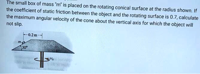 SOLVED: The small box of mass "m" is placed on the coefficient of static friction rotating ...
