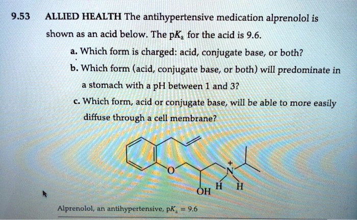 SOLVED: ALLIED HEALTH: The antihypertensive medication alprenolol is ...