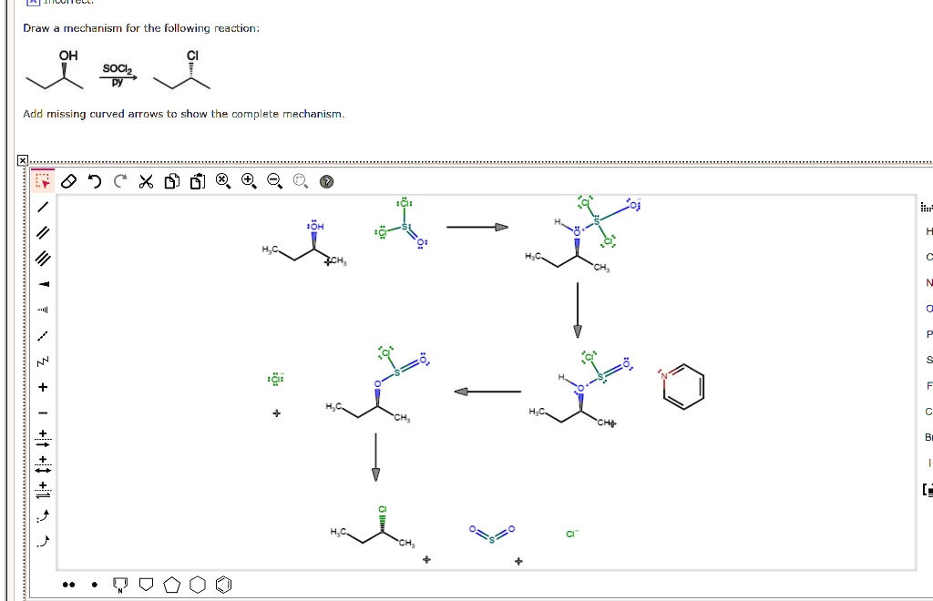 SOLVED: Draw mechanism for the following reaction: OH SOCl2 Add missing curved arrows to show ...