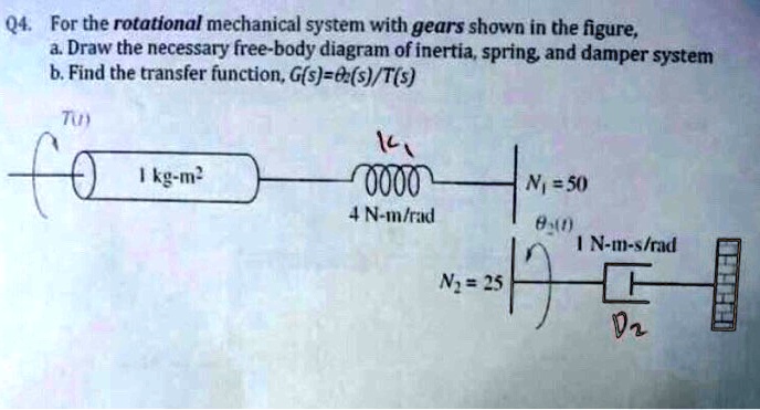 Q4. For the rotational mechanical system with gears shown in the figure ...