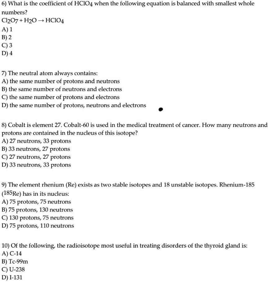 what is the coefficient of hcio4 when the following equation is ...