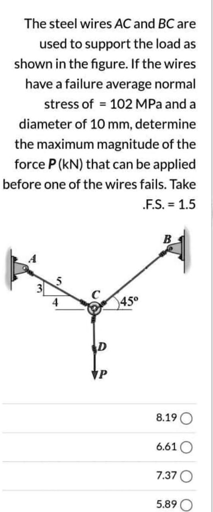 SOLVED: The steel wires AC and BC are used to support the load as shown ...