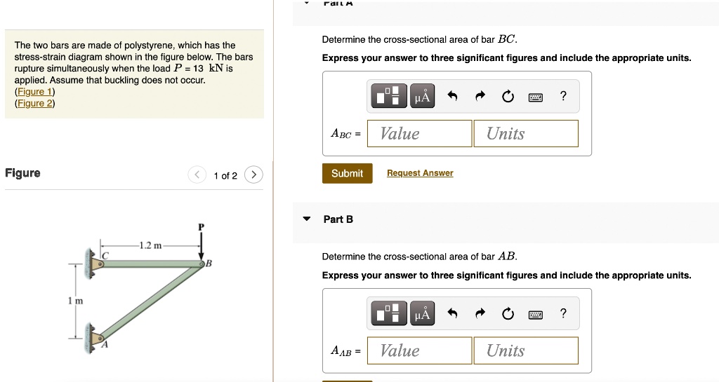 SOLVED: TaitM The two bars are made of polystyrene,which has the stress ...