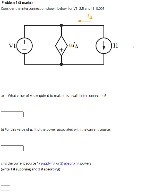 SOLVED: Problem L(S marks): Consider the interconnection shown below; for V1 = 2.5 and M1 = 0. ...
