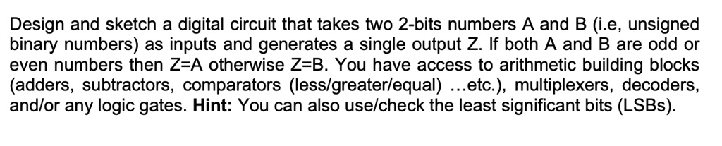 Solved Design And Sketch A Digital Circuit That Takes Two 2 Bits 7702