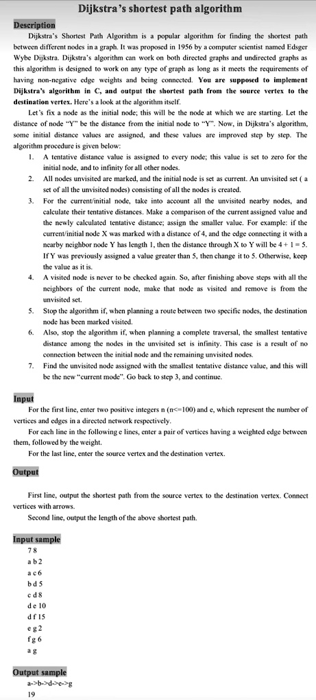 Solved Please Submit The Source Code Files C Or Cpp Dijkstras Shortest Path Algorithm 7776