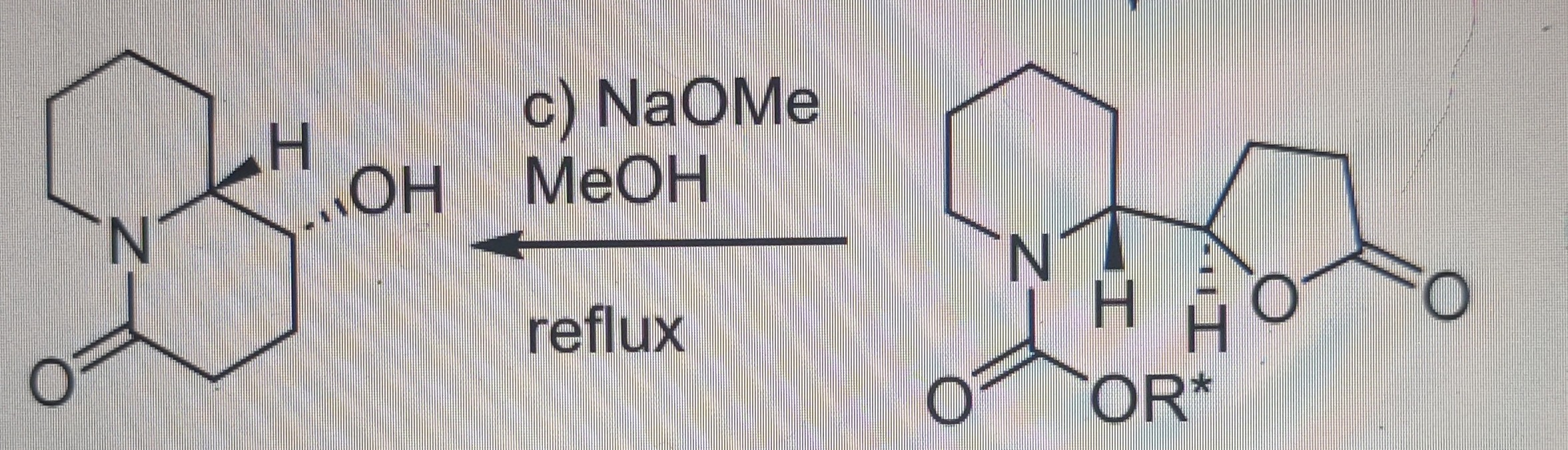 c) NaOMe MeOH reflux