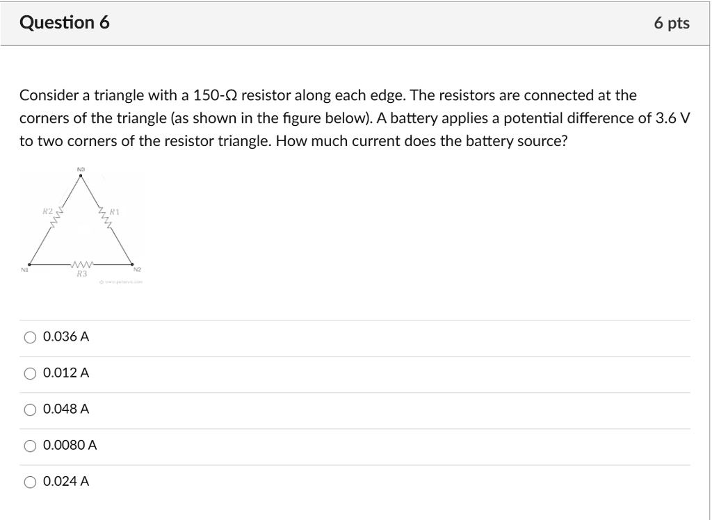SOLVED: Consider a triangle with a 150 Î© resistor along each edge. The ...
