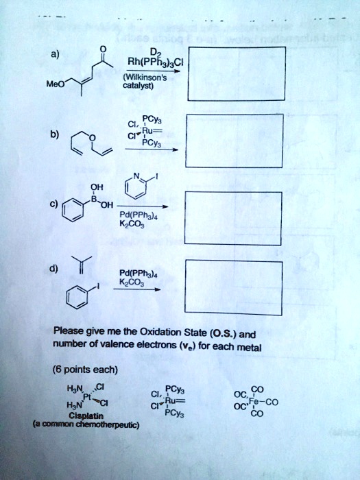 0 a) MeO D2 Rh(PPH3)3Cl (Wilkinson's catalyst) b) Cl, PCY3 Cl Ru= Cl ...