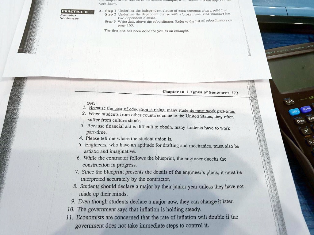 SOLVED: PRACTICE B. Step 1: Underline the independent clause of each ...