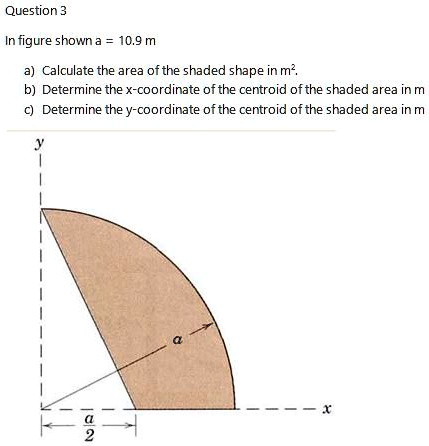 SOLVED: In the figure shown, a = 10.9 m. a) Calculate the area of the shaded shape in m^2. b ...