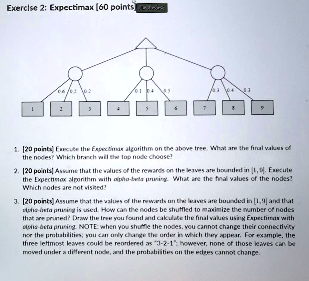 Solved Exercise 2 Expectimax 60 Points 20 Points Execute The Expectimax Algorithm On The