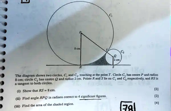 the diagram shows two circles c and cz touching tthe point t circle c ...